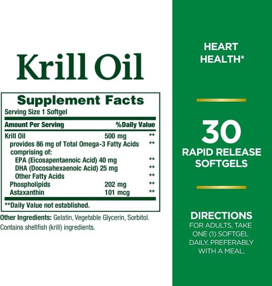 Nature's Bounty Krill Oil Softgel 500mg 30Ct