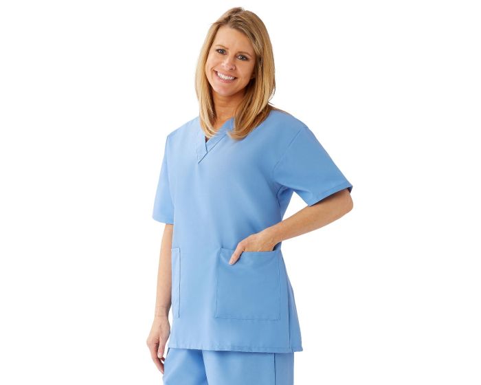 AngelStat Ladies 2 Pocket V-Neck Scrub Top Ceil S 1Ct