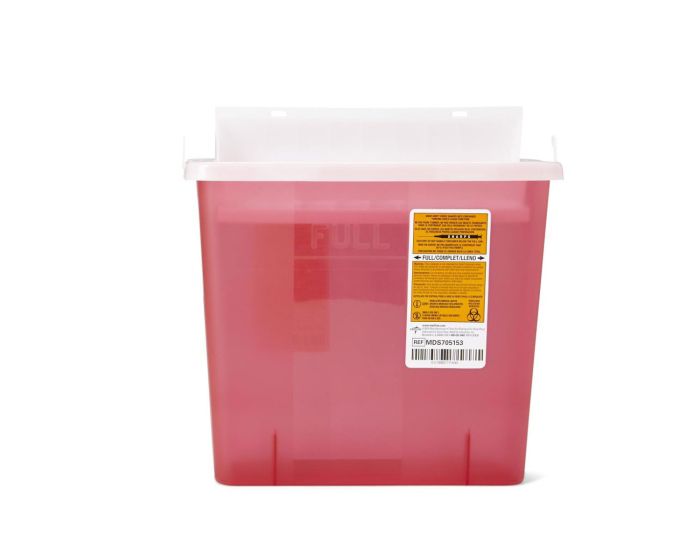 Medline Wall-Mount Sharps Container 5-Quart Red 20Ct