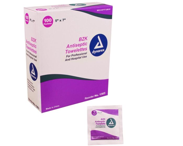 Dynarex BZK Antiseptic Towelettes 100Ct