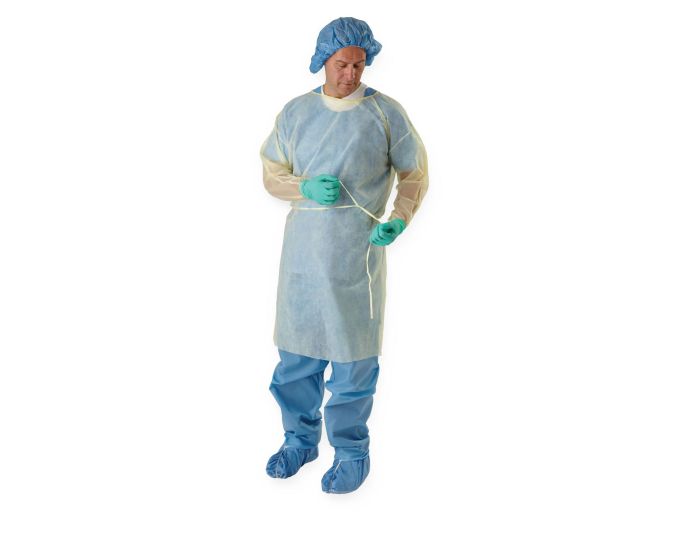 Medline Classic Lightweight Poly Cover Gown R/L 10Ct