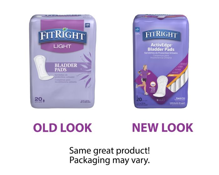 Medline FitRight Bladder Pad 3.5x9 Light 20Ct