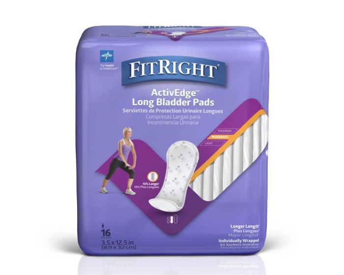 Medline FitRight Bladder Pad 3.5x12.5 Moderate 144Ct
