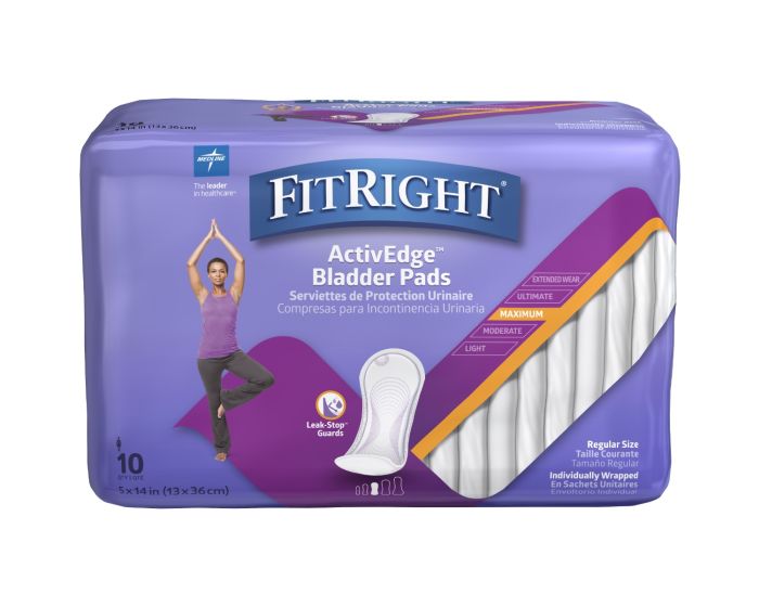 Medline FitRight Bladder Pad 5.5x13.75 Maximum 10Ct