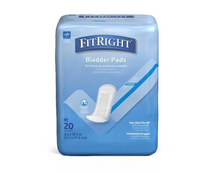 FitRight Bladder Control Pads Unisex Moderate Absorbency 4.5in x 12.5in ...