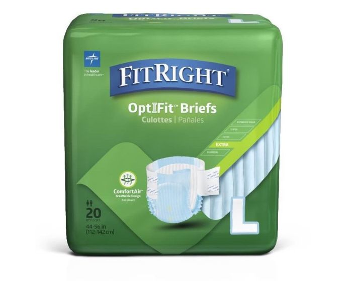 Medline FitRight OptiFit Extra Disposable Brief L 80Ct