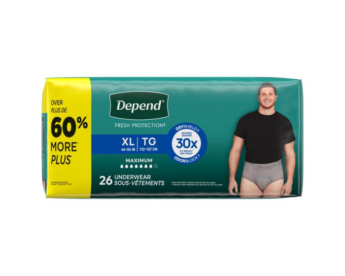 Depend Fresh Protection Men's Underwear XL 26Ct