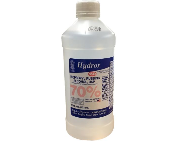 Hydrox 70% Isopropyl Rubbing Alcohol 16oz 12Ct
