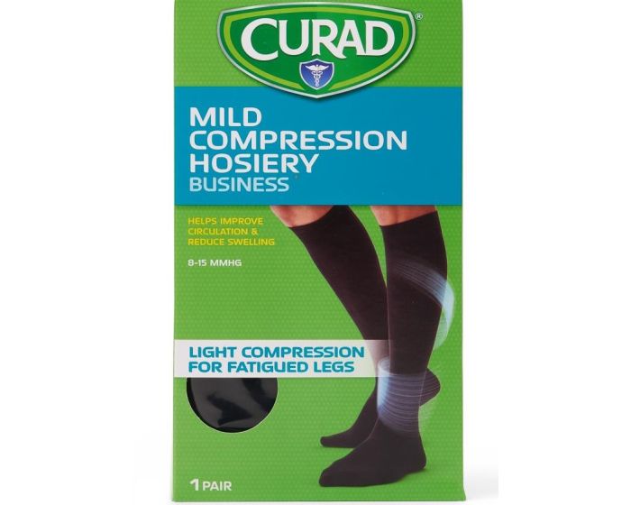 CURAD Compression Dress Sock 15-20mmHg Blk A Reg 1Pr