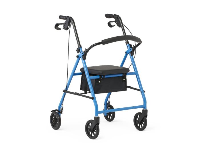 Medline Basic Steel Rollator with 6in Wheels 300lbs Light Blue 1Ct