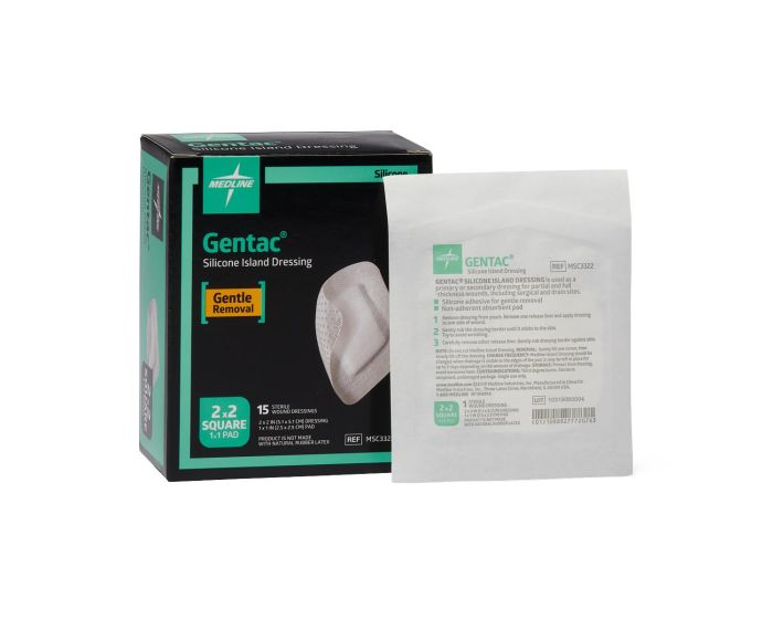 Medline Gentac Silicone Island Dressing 2x2 1Ct