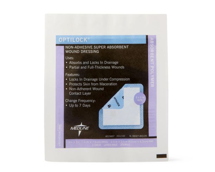 Medline OptiLock Absorbent Polymer Dressing 3x3 1Ct