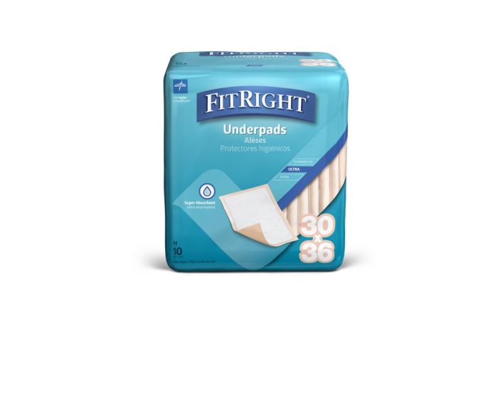 Medline FitRight Underpad Heavy Absorbency 30x36 10Ct