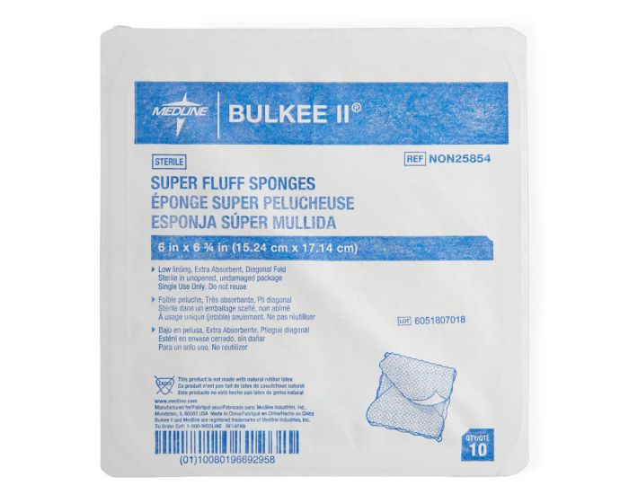 Medline St Bulkee II Fluff Gauze Sponge 6x6.75 480Ct