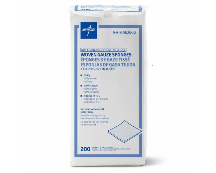 Medline NS Woven Cotton Gauze Sponge 12ply 4x4 2000Ct