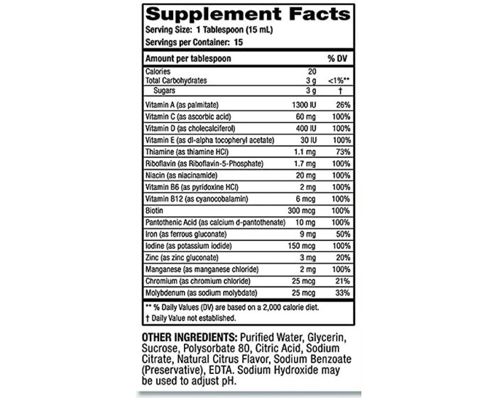 Multi-Vie Vitamin and Mineral Liquid Supplement Alcohol-Free 8oz 1Ct