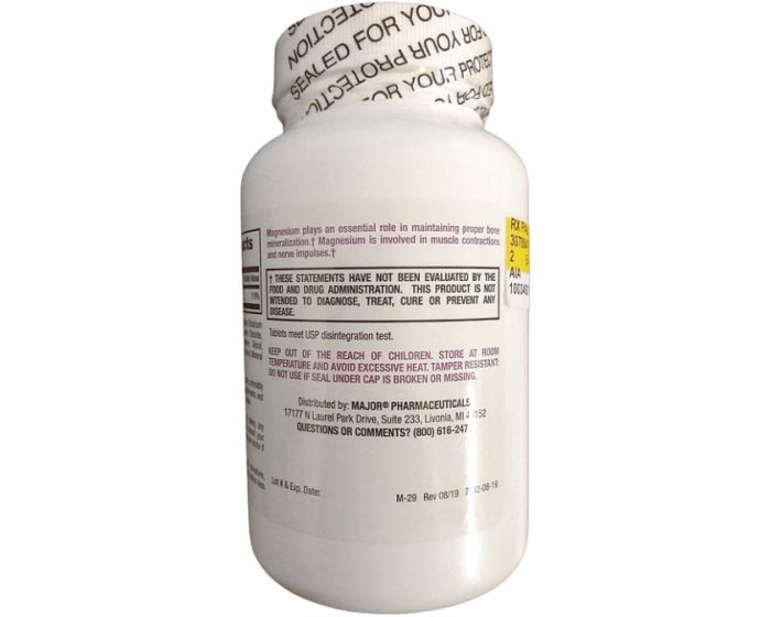 Major Magnesium Oxide Tablet 500mg 100Ct