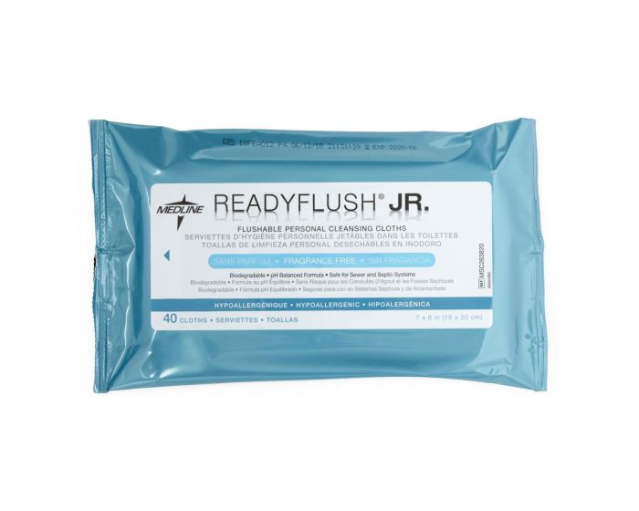 ReadyFlush JR Biodegradable Flushable Wipes Unscent 40Ct