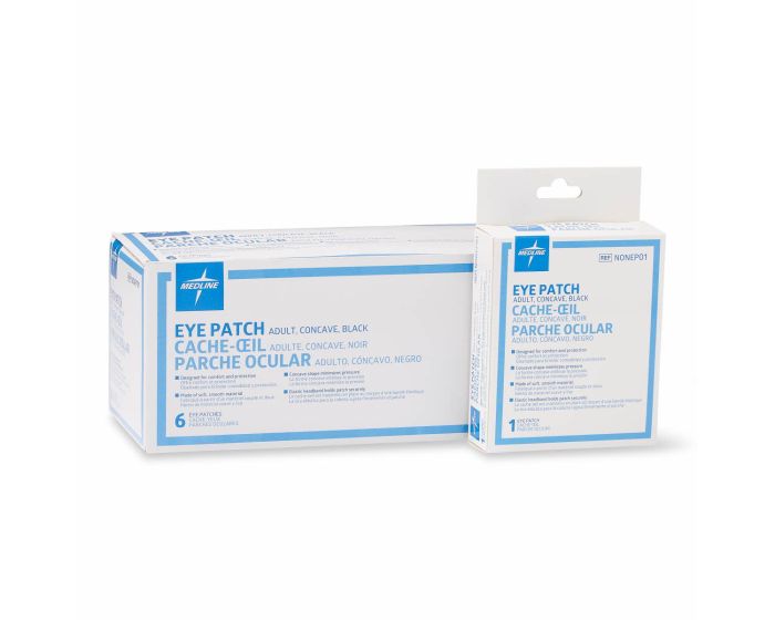 Medline Adult Concave Eye Patche 2.75in x 2.75in Black 6Ct