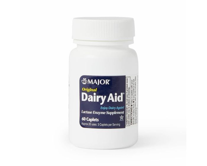 Major Lactase Dairy Digestive Aid Caplets 3,000FCC 60Ct