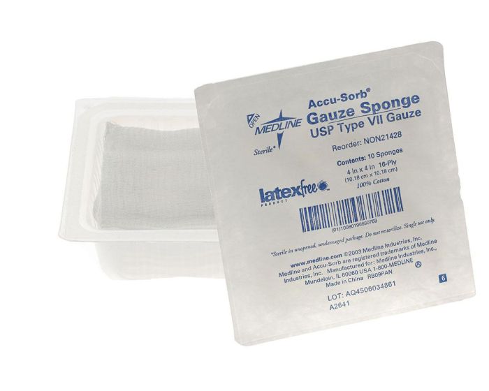 Medline St Woven Cotton Gauze Sponge 16ply 4x4 10Ct
