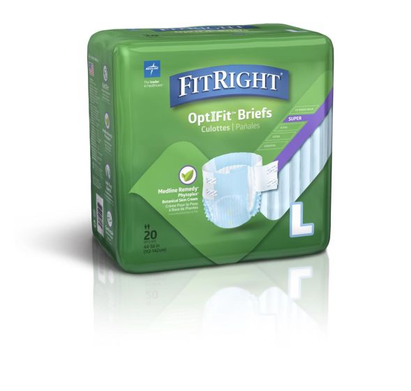 Medline FitRight OptiFit Super Brief with Remedy L 20Ct