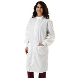 Medline Unisex ResiStat Barrier Lab Coat White M 1Ct