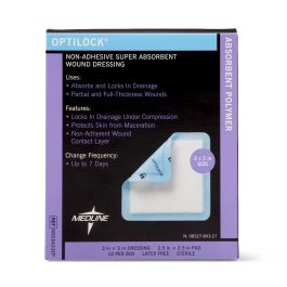Medline OptiLock Absorbent Polymer Dressing 3x3 10Ct