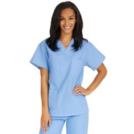 AngelStat Rev V-Neck Scrub Top Ceil Blue Medline M 1Ct
