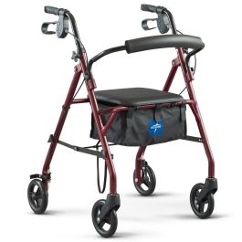 Medline Basic Steel Rollator W/ 6in Wheels Burgundy 1Ct