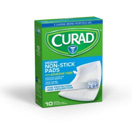 CURAD Sterile Nonstick Pad w Adhesive Tabs 3x4 120Ct