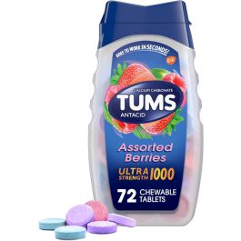 TUMS Ultra Strength Chewable Antacid Tablets Berries 72Ct