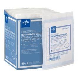 Medline Sterile Nonwoven Gauze Sponges 2s 4ply 3x3 80Ct