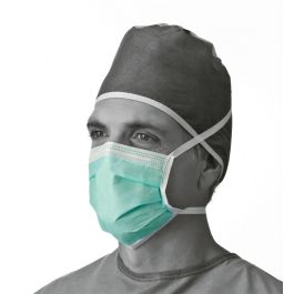 Medline Green Surgical Mask with Ties/Antifog Tape 300Ct