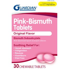 Guardian Pink-Bismuth Upset Stomach Tablet 30Ct