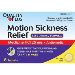 Meclizine Anti-Nausea Motion Sickness Tablet 25mg 8Ct