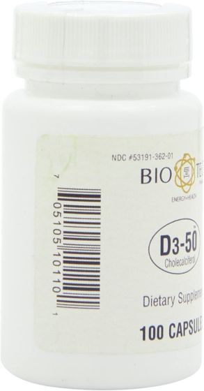 Bio-Tech Vitamin D3-50 Dietary Supplement 1250mcg 100Ct