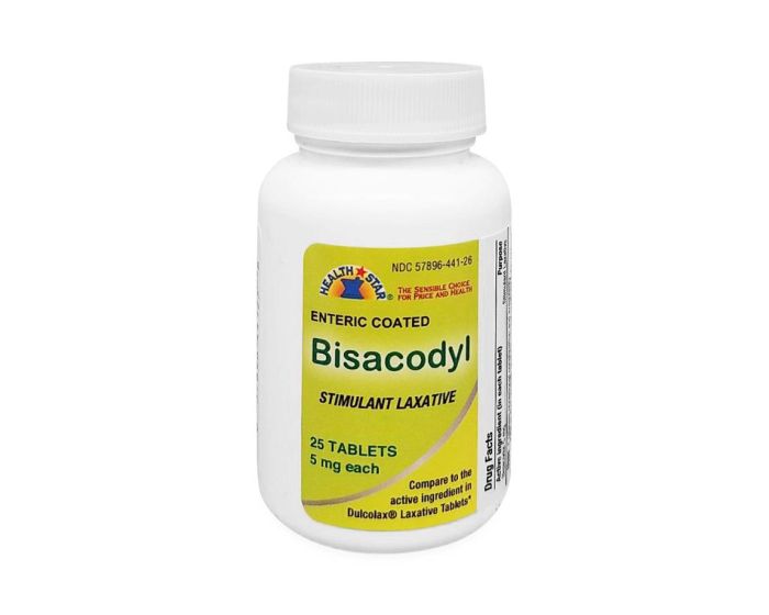Bisacodyl Laxative Tablet 5mg 25Ct