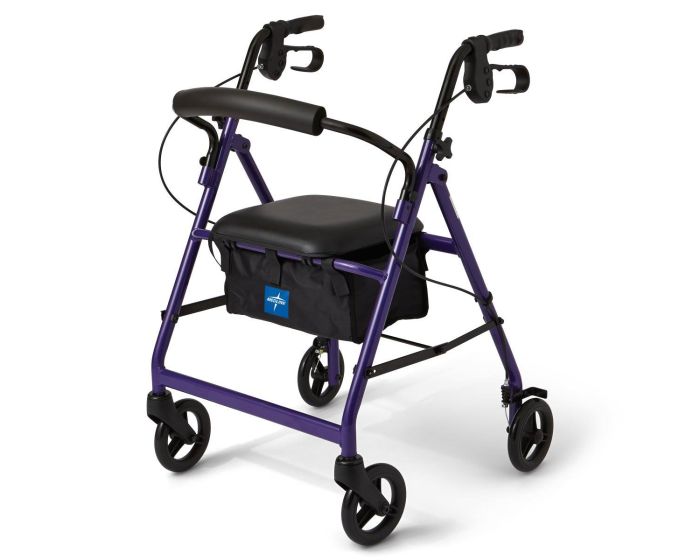 Medline Basic Aluminum Rollator w 6in Wheels Purple 1Ct