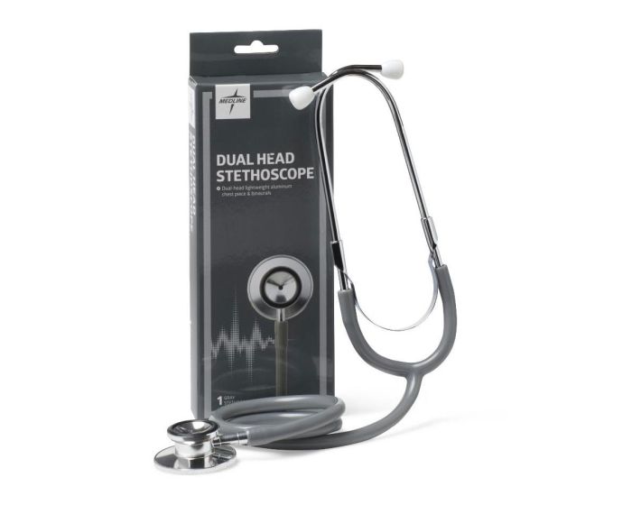 Medline Dual-Head Stethoscope Gray 1Ct