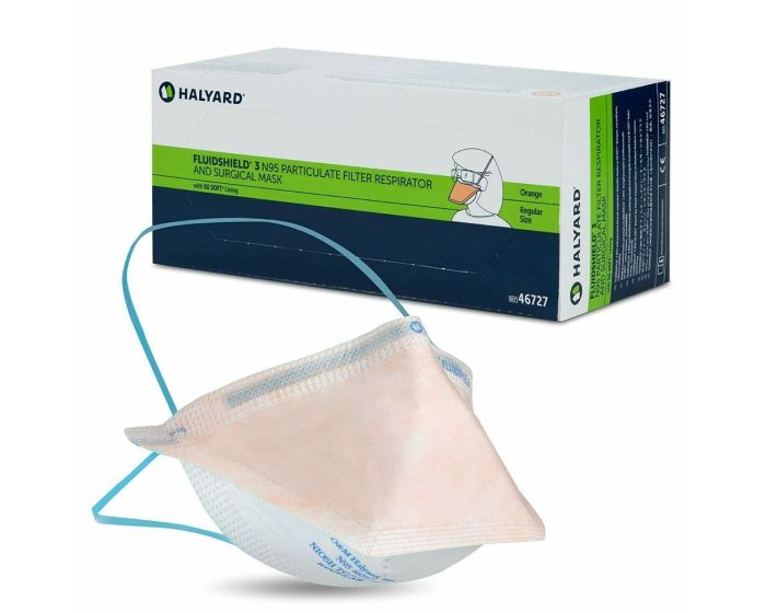 Halyard FLUIDSHIELD N95 Respirator ASTM Level 3 Reg 210Ct