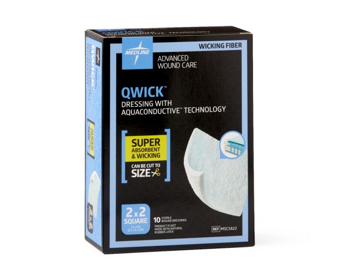 Medline Qwick Superabsorbent Wound Dressing 2x2 10Ct