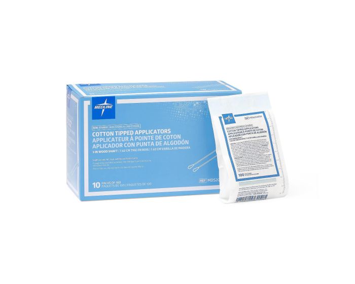 Medline Wood Nonsterile Cotton-Tipped Applicator Swabs - All