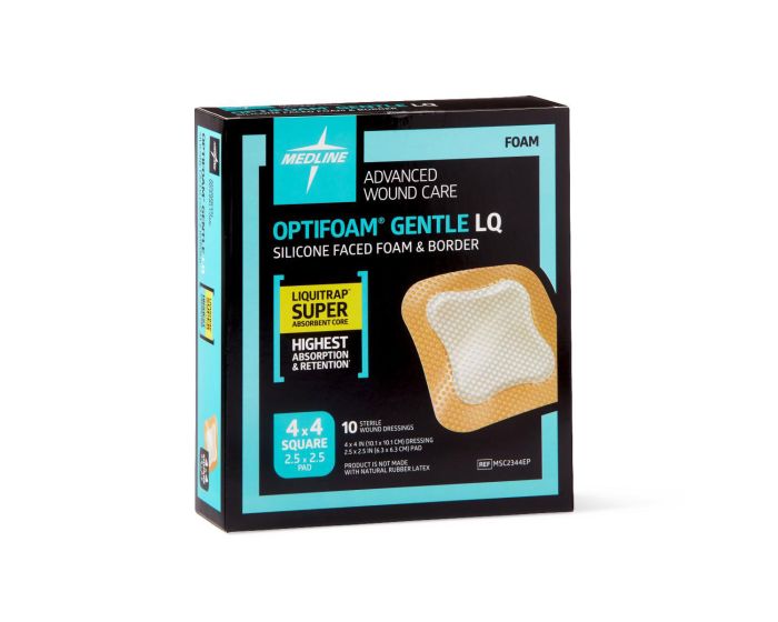 Optifoam Gentle LQ Silicone/Foam Dressing 4x4 10Ct
