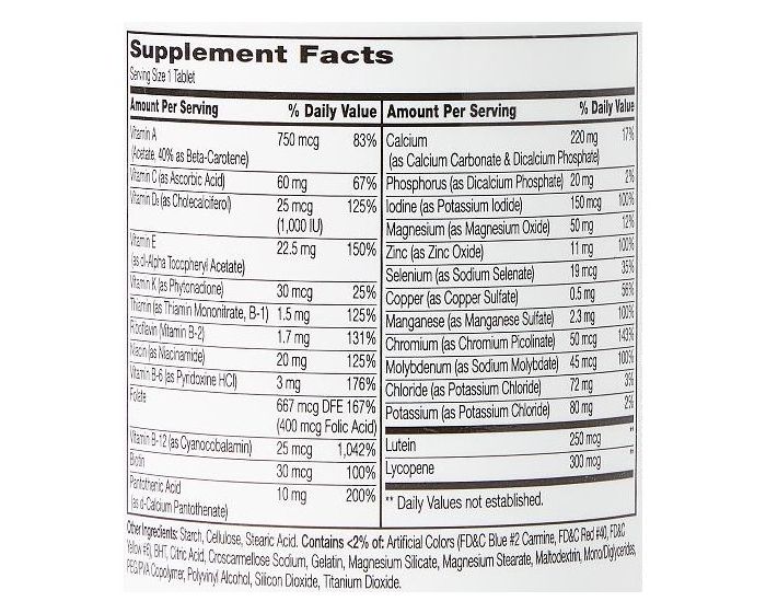 21st Century Sentry Senior Multivitamin Mineral Tablet 100Ct