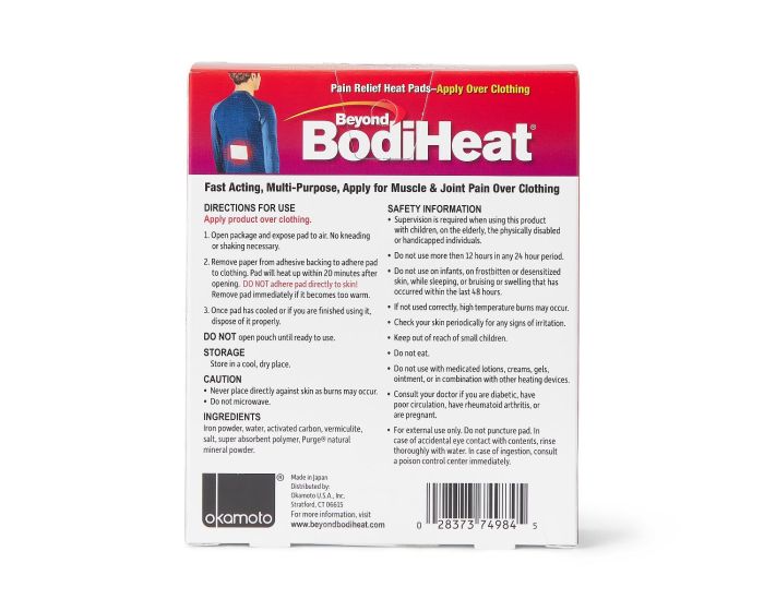Beyond BodiHeat 12-Hour Pain Relief Heat Pads 4Ct