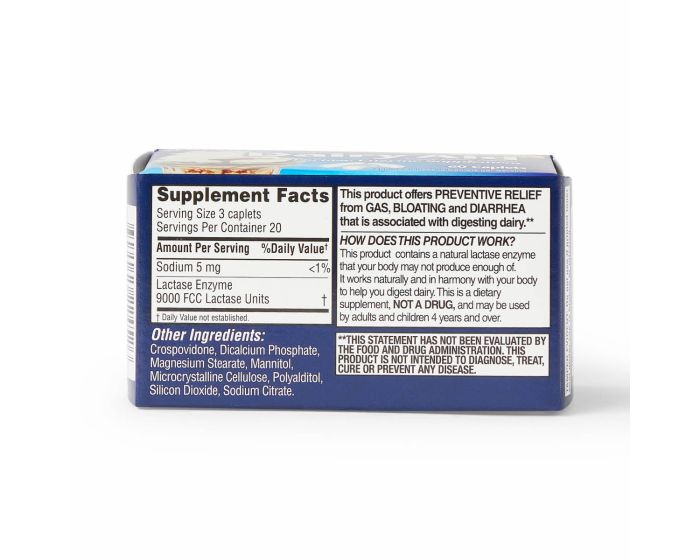 Major Lactase Dairy Digestive Aid Caplets 3,000FCC 60Ct