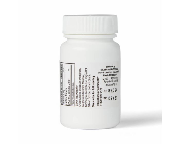 Major Lactase Dairy Digestive Aid Caplets 3,000FCC 60Ct