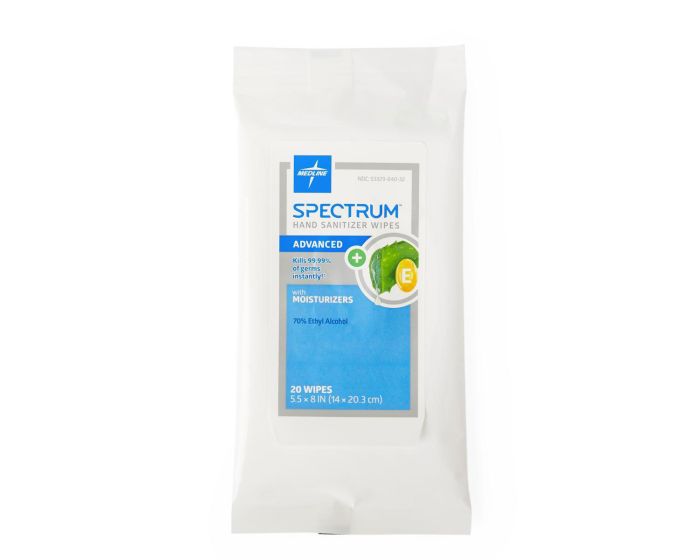 Medline Spectrum Adv Hand Sanitizer Wipe 5.5x8 20Ct
