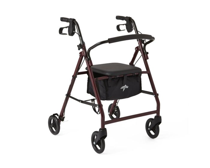 Medline Basic Steel Rollator W/ 6in Wheels Burgundy 1Ct